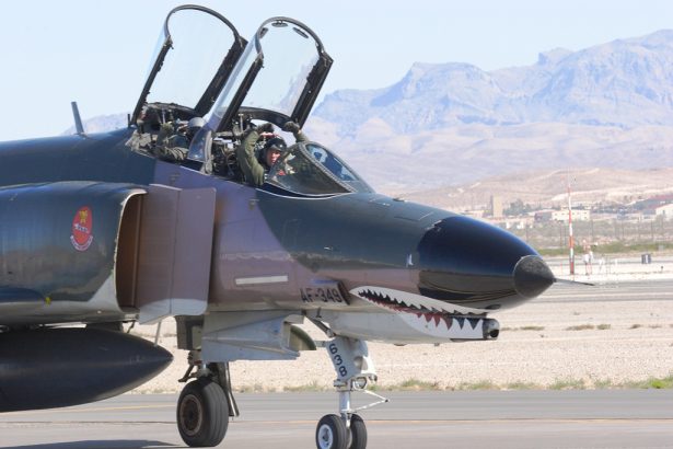 The F-4 Phantom II, in the QF-4 Aerial Target variant, performs final ...