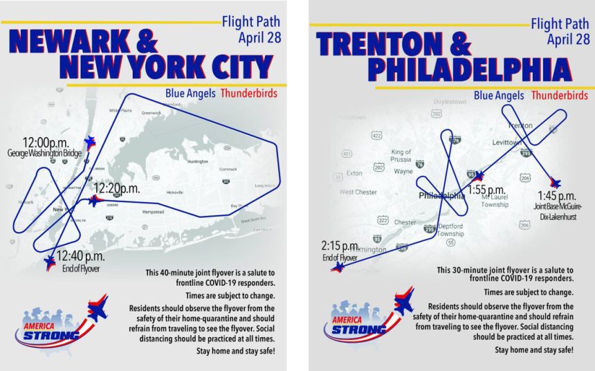 Blue Angels and Thunderbirds Announce U.S. Flyover Routes for Tuesday ...