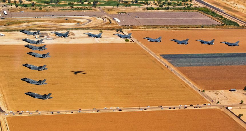 Luke AFB Owns COVID-19 Flyovers with Massive 14-Plane F-16 and F-35 ...