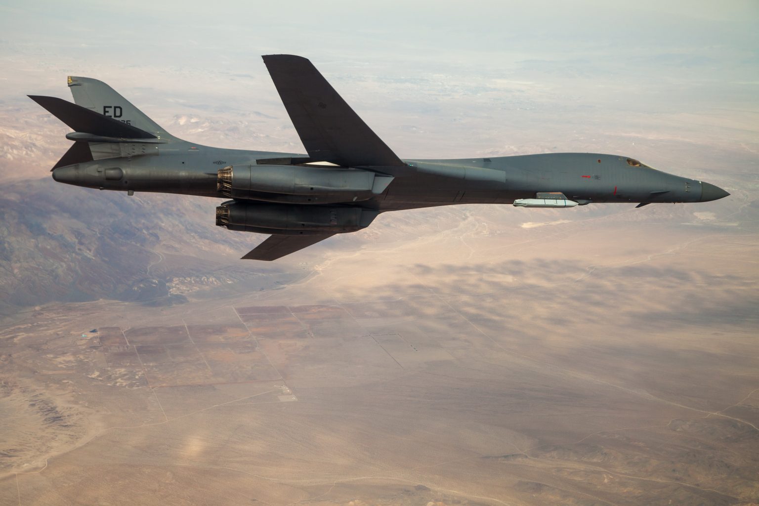 B-1 Lancer Bomber Flies With JASSM Stealthy Missile During External ...