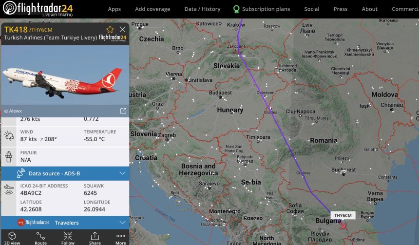 Romanian F-16s Intercept Turkish Airlines Flight From Moscow To ...