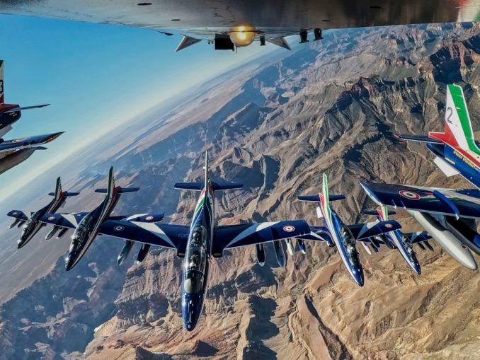 "Fox 1 away": four F-15s firing live air-to-air missiles. At the same ...