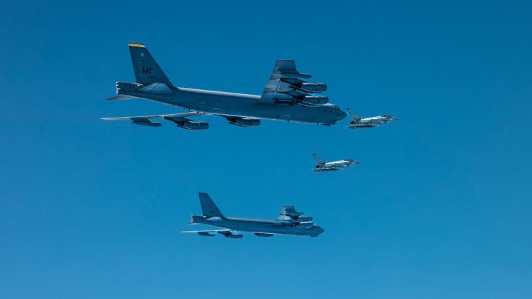 RAF Typhoons and Voyager Tanker Join U.S. Air Force’s B-52H Stratofortress Over Arabian ...